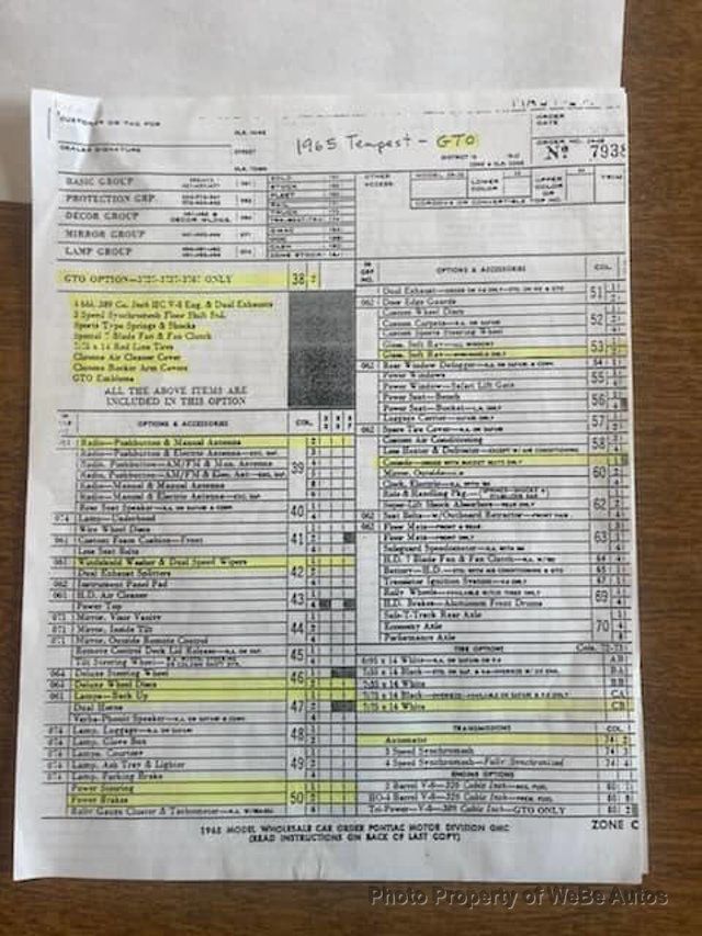 1965 Used Pontiac GTO with PHS documents Engine just rebuilt , solid ...