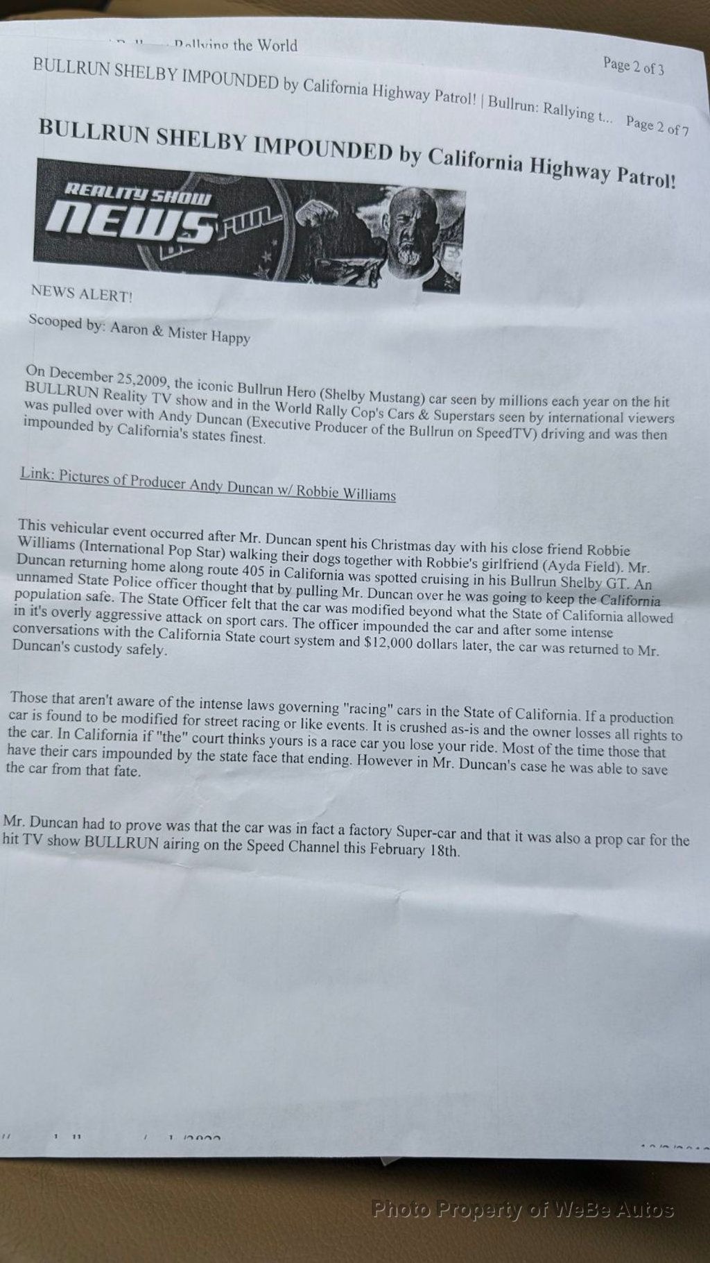 2007 Used Ford Mustang Supercharged, Bill Goldberg's Bull Run Car at ...