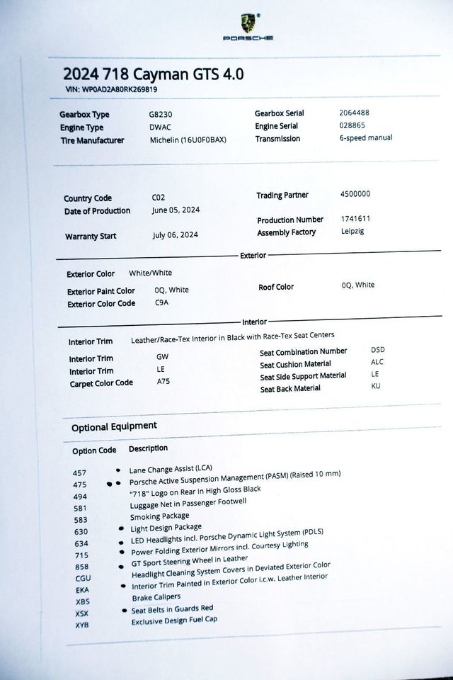 2024 Used Porsche 718 GTS 4.0 COUPE * ONLY 596 MILES...6sp Manual GTS 4 ...
